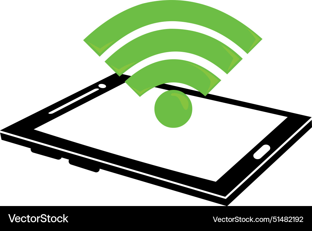 Mobile phone green symbol wi-fi Royalty Free Vector Image