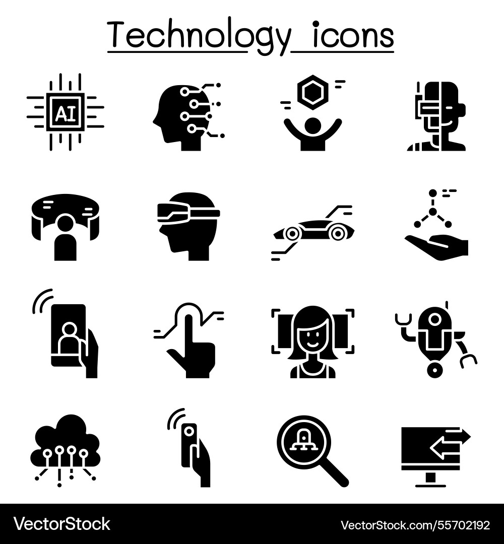 New technology icon set in glyph style Royalty Free Vector