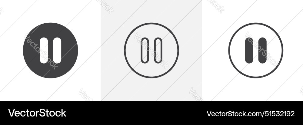 Pause icon set stop video or music audio button Vector Image