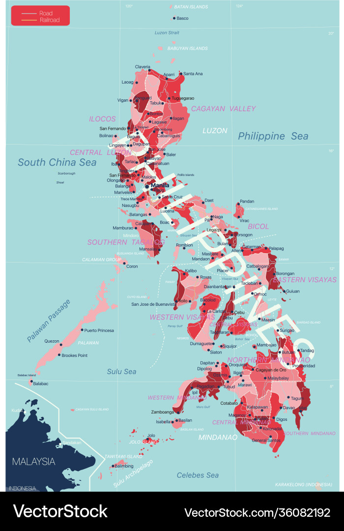 Philippines country detailed editable map Vector Image