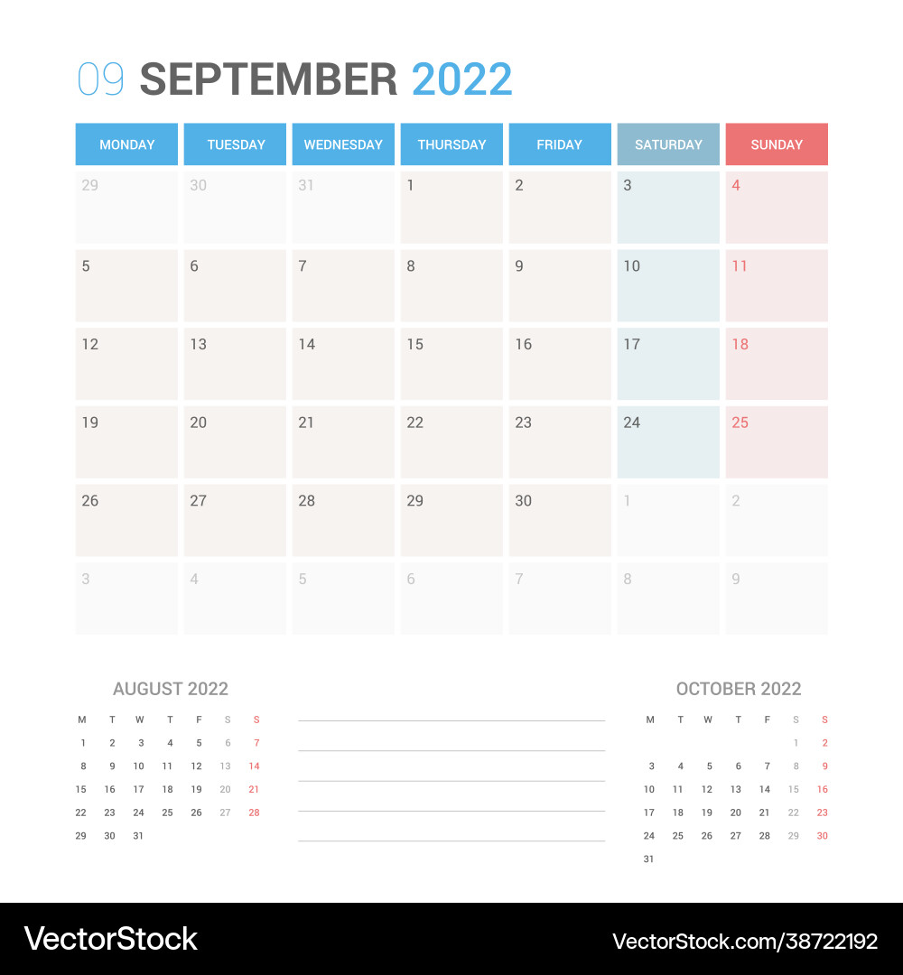 September Calendar 2022 Monday Start