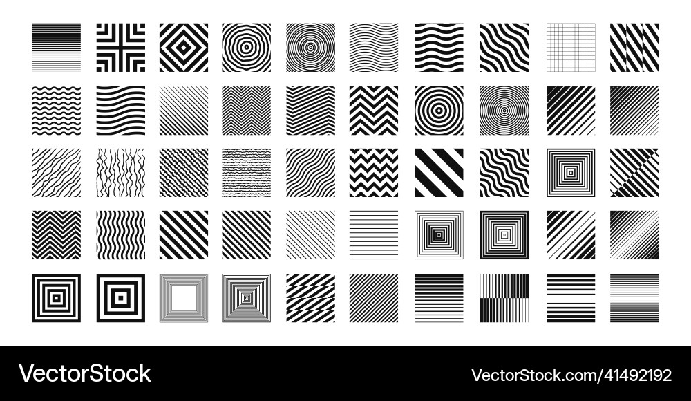 Set of geometric square patterns collection Vector Image