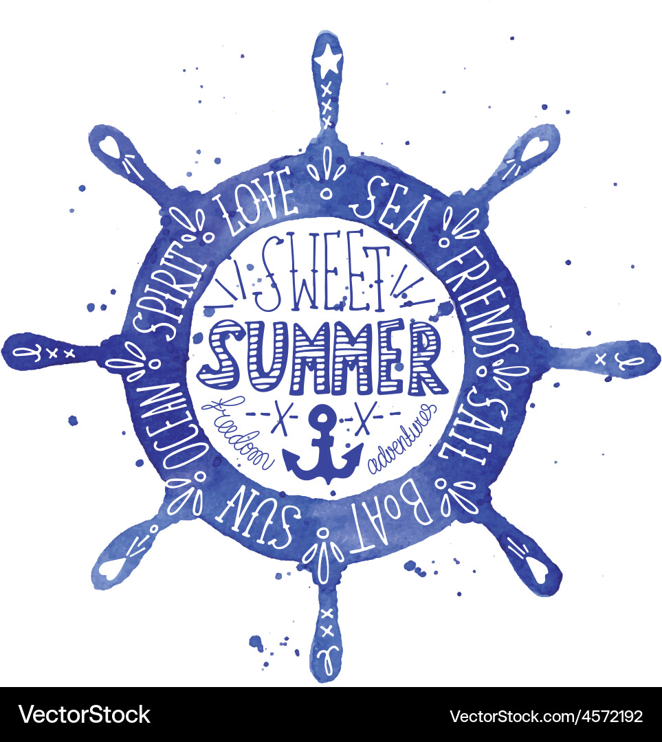 Steering Wheel Watercolor Label Royalty Free Vector Image