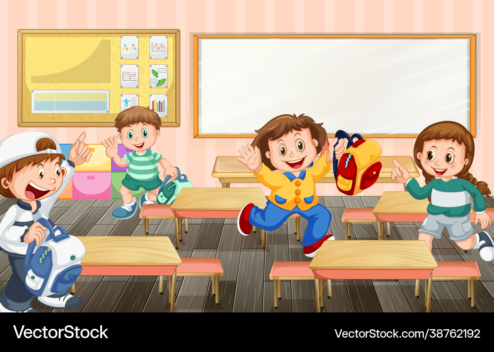 Students cartoon character ready to go back home Vector Image