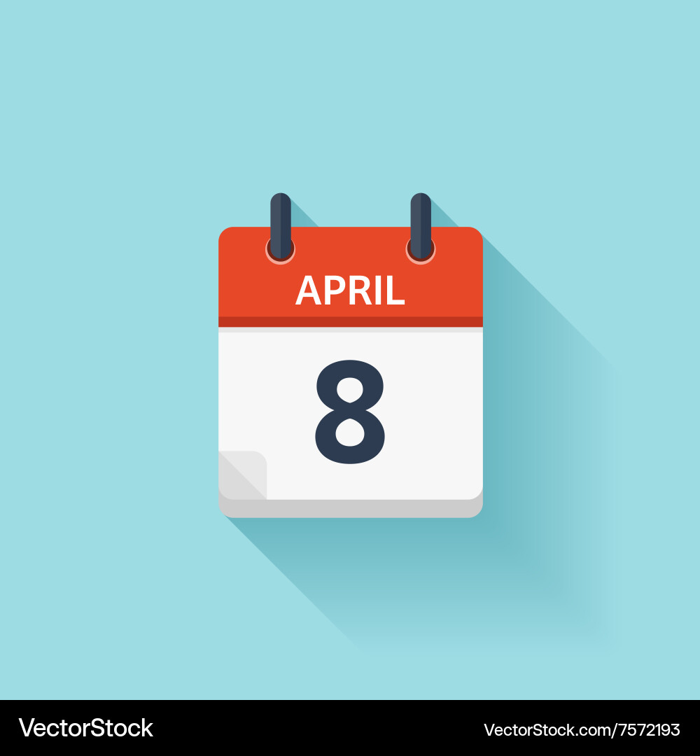 April 8 flat daily calendar icon date Royalty Free Vector