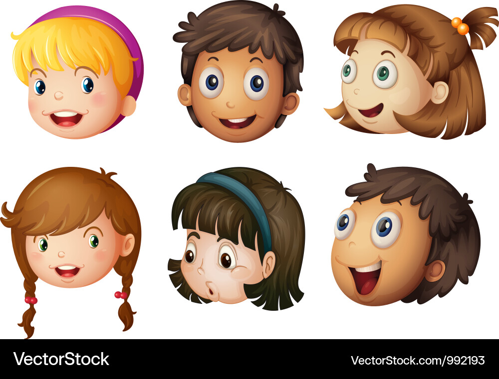 Cartoon kids faces Royalty Free Vector Image - VectorStock