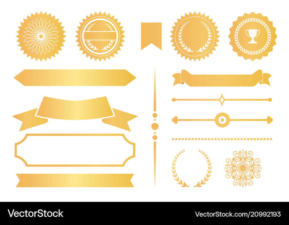 Certificate design elements labels awards ribbons Vector Image