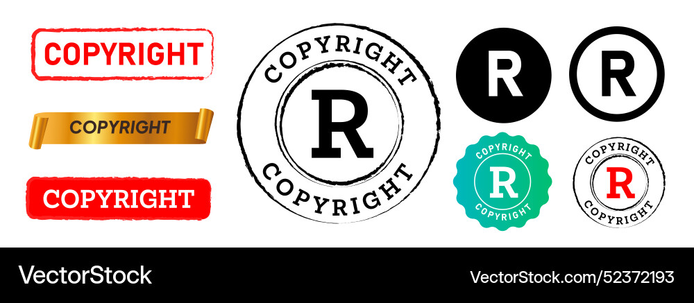 Copyright seal stamp r label tag copyrighted Vector Image