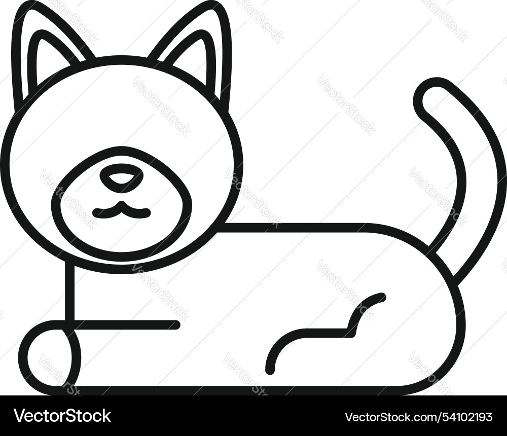 Cute cat lying down simple line art Royalty Free Vector