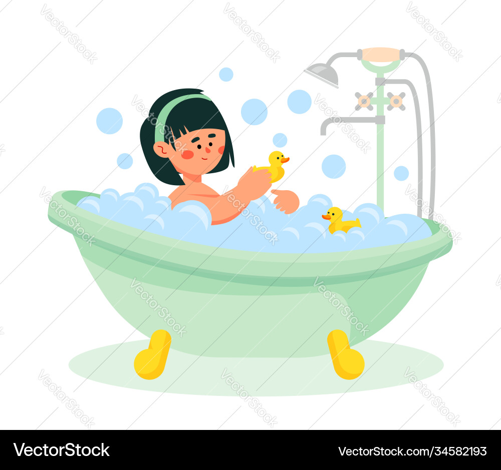 Cute Girl Enjoying a Colorful Bath Royalty Free Vector Image