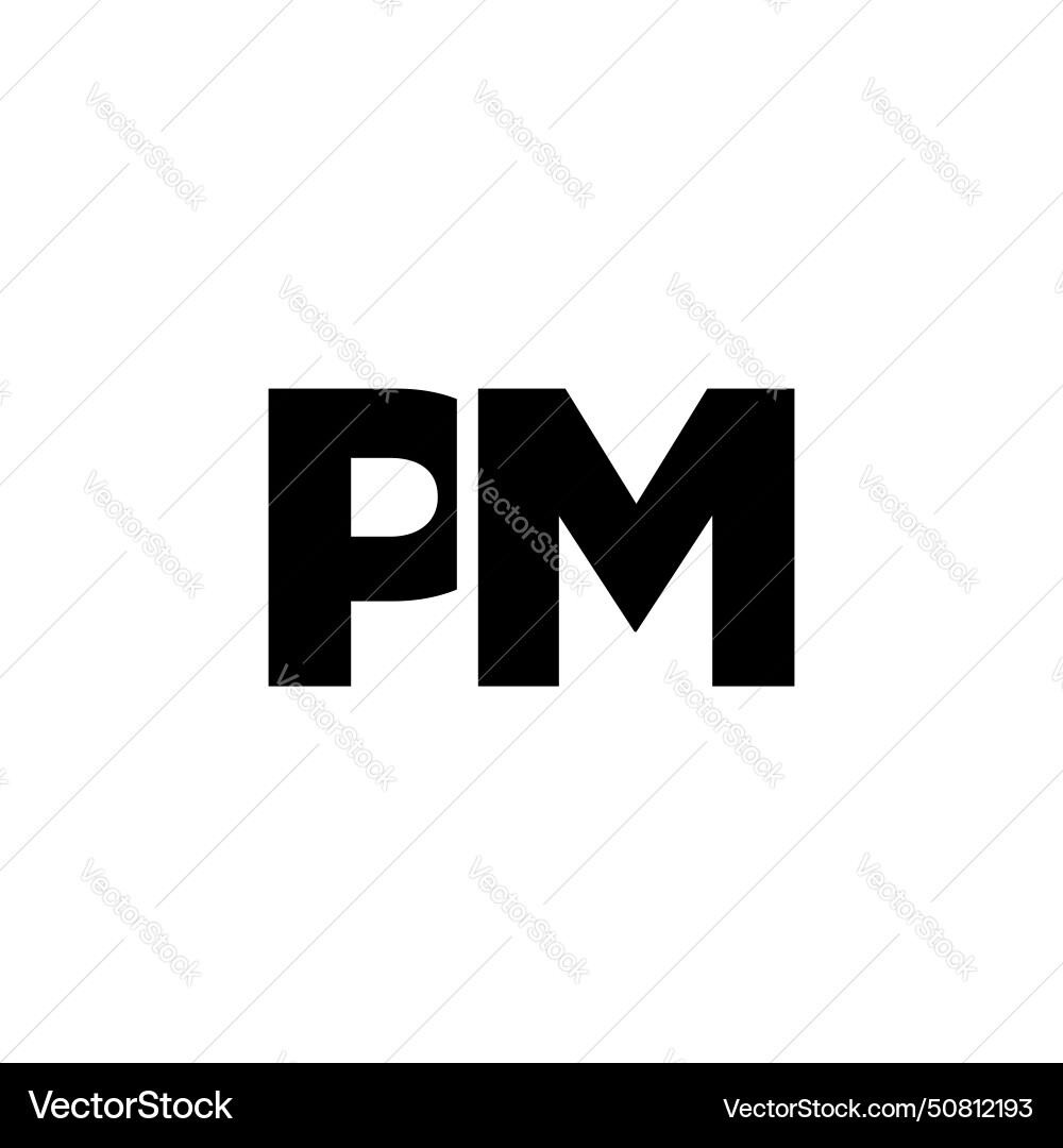 Letter p and m pm logo design template minimal Vector Image