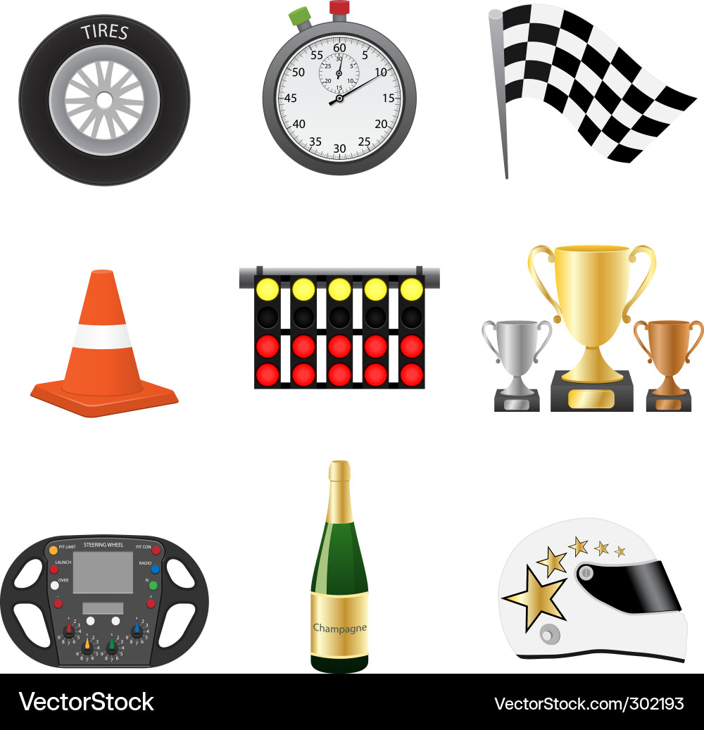 Race Car Icons - Speed & Competition Vector Image