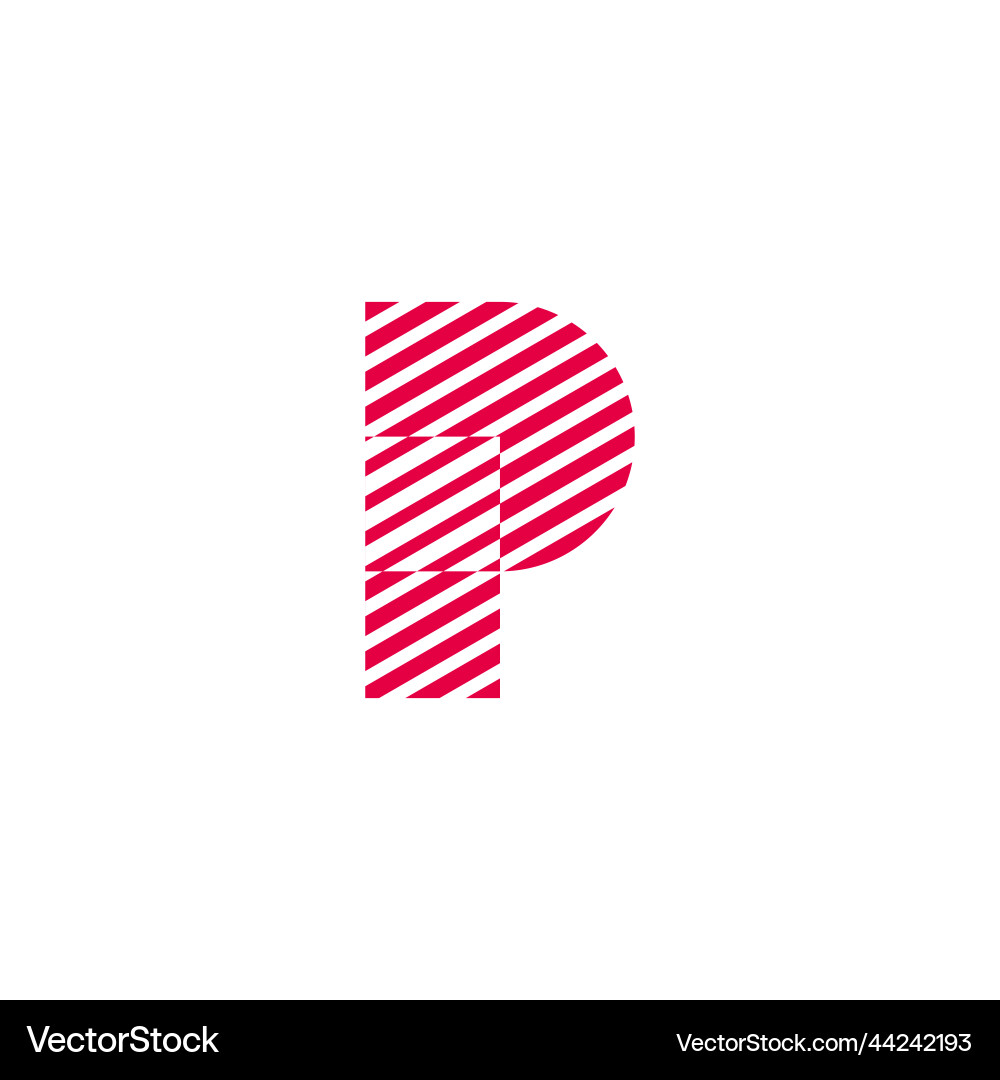 Striped P Logo - Square Silhouette Royalty Free Vector Image