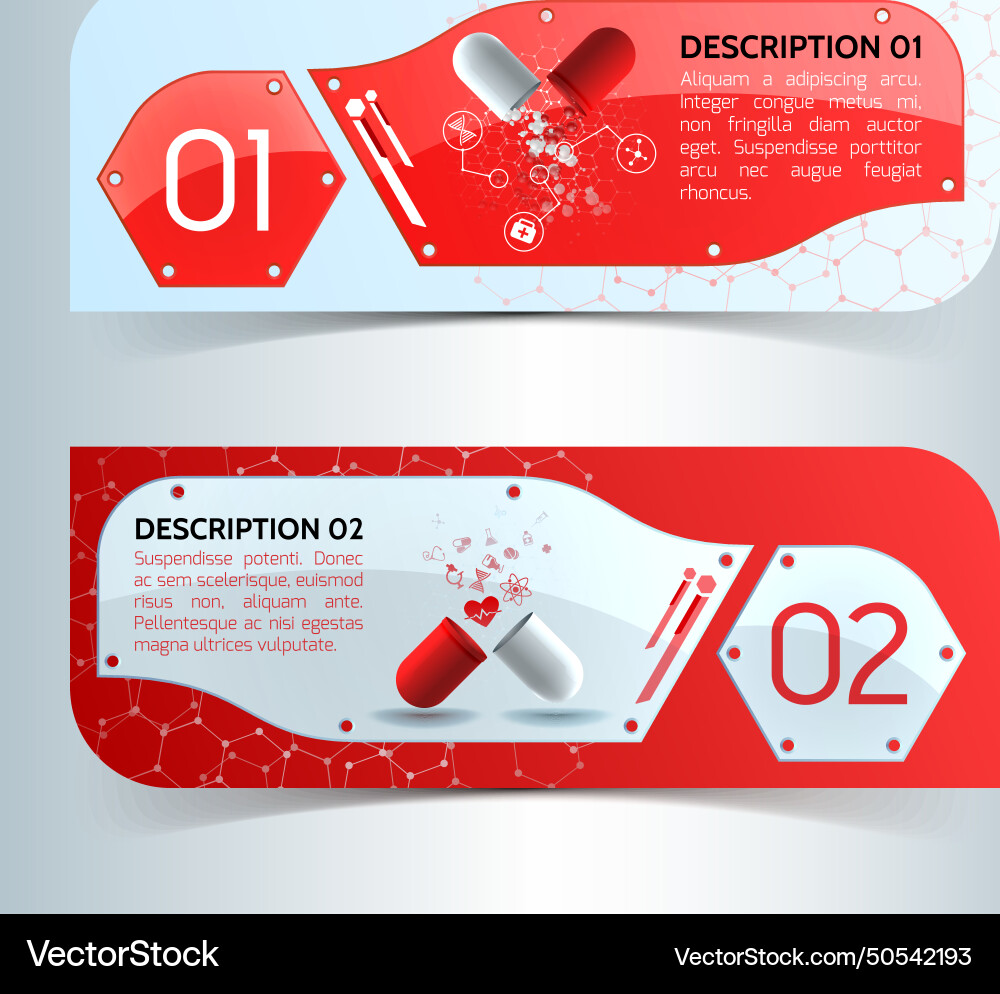 Two horizontal medical banners collection Vector Image