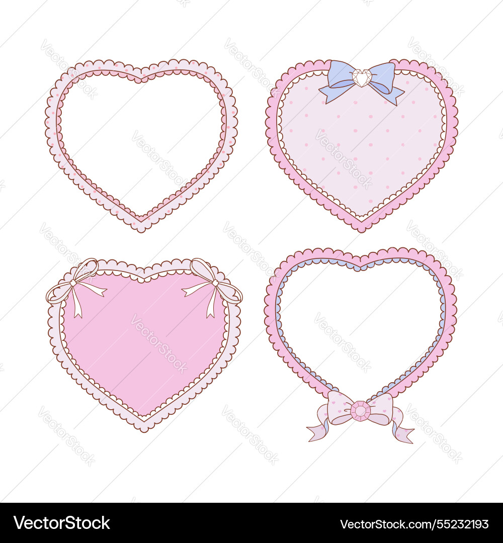 Valentine s day frames collection with hand drawn Vector Image