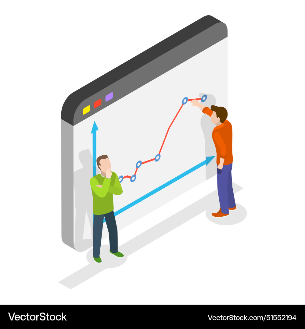 3d isometric flat of financial Royalty Free Vector Image