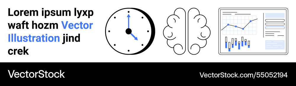 Clock brain and analytical graphs a study Vector Image