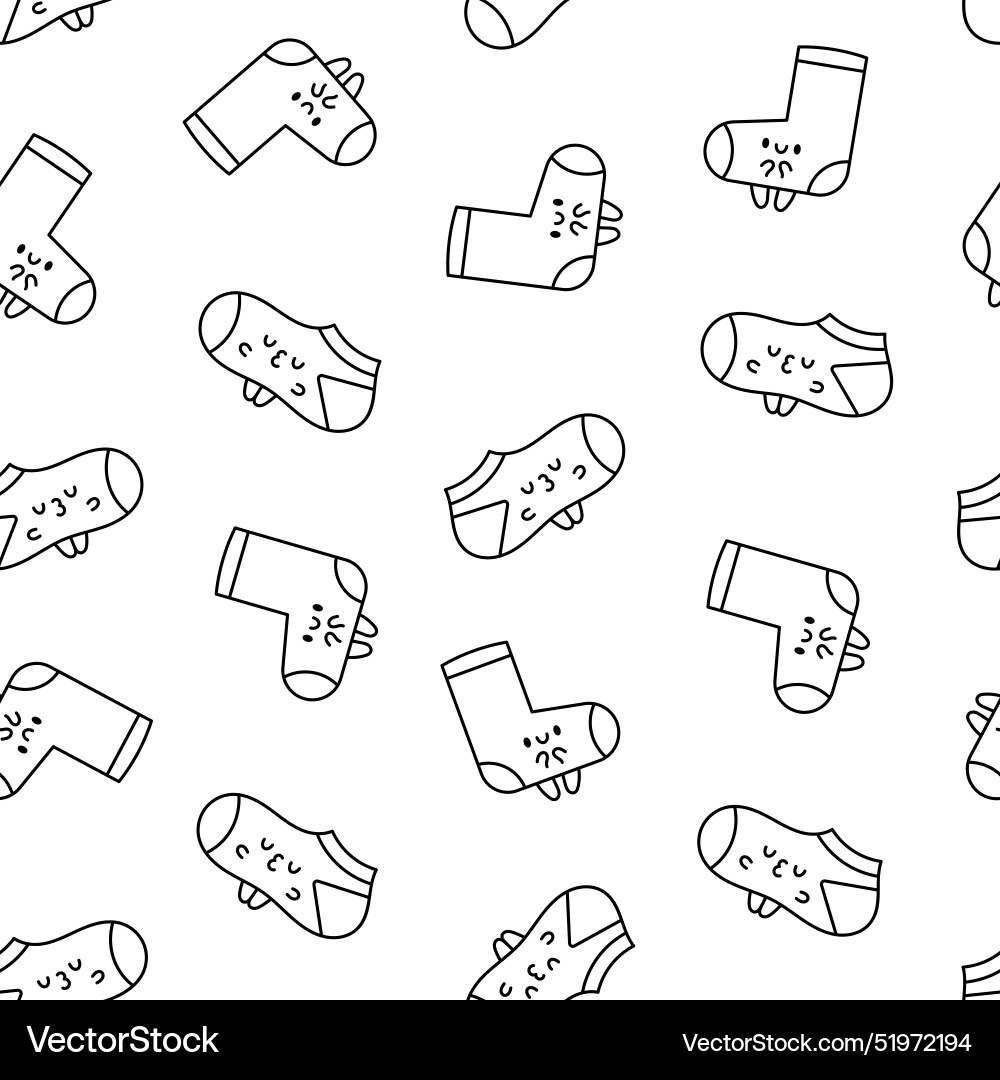 Cute kawaii socks cartoon character with Vector Image