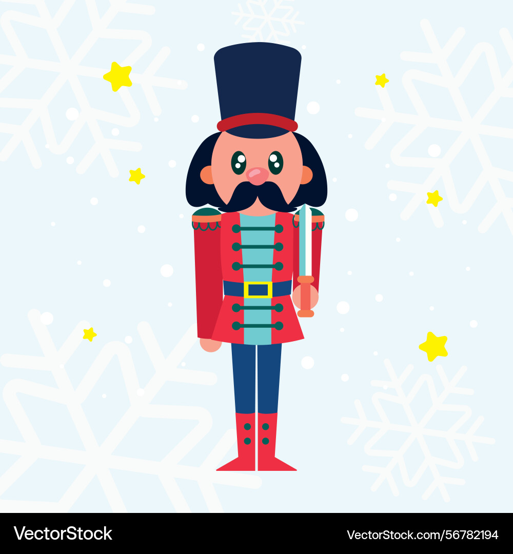 Nutcracker soldier in uniform Royalty Free Vector Image