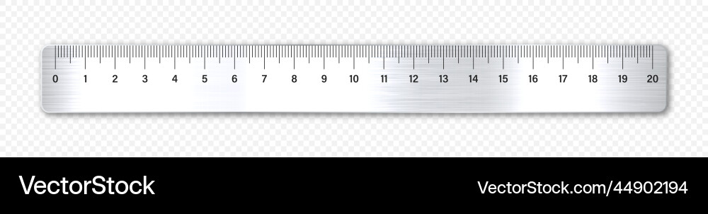 Realistic brushed metal ruler with measurement Vector Image