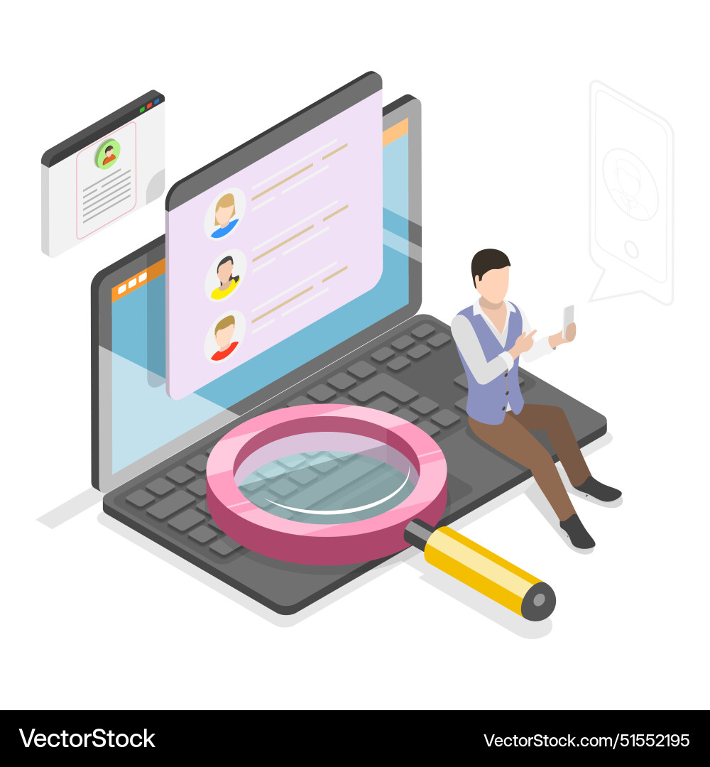 3d isometric flat of hr professionals Royalty Free Vector