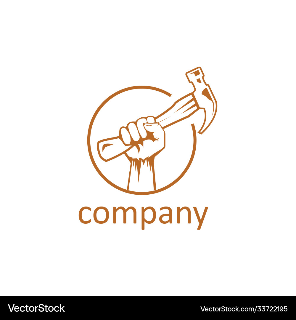 Hand and hammer logo design template Royalty Free Vector