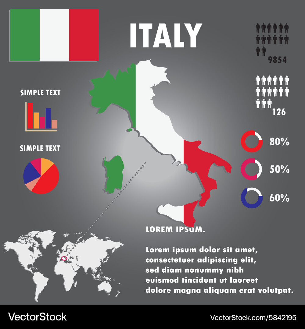 Italy Country Data Infographic Royalty Free Vector Image