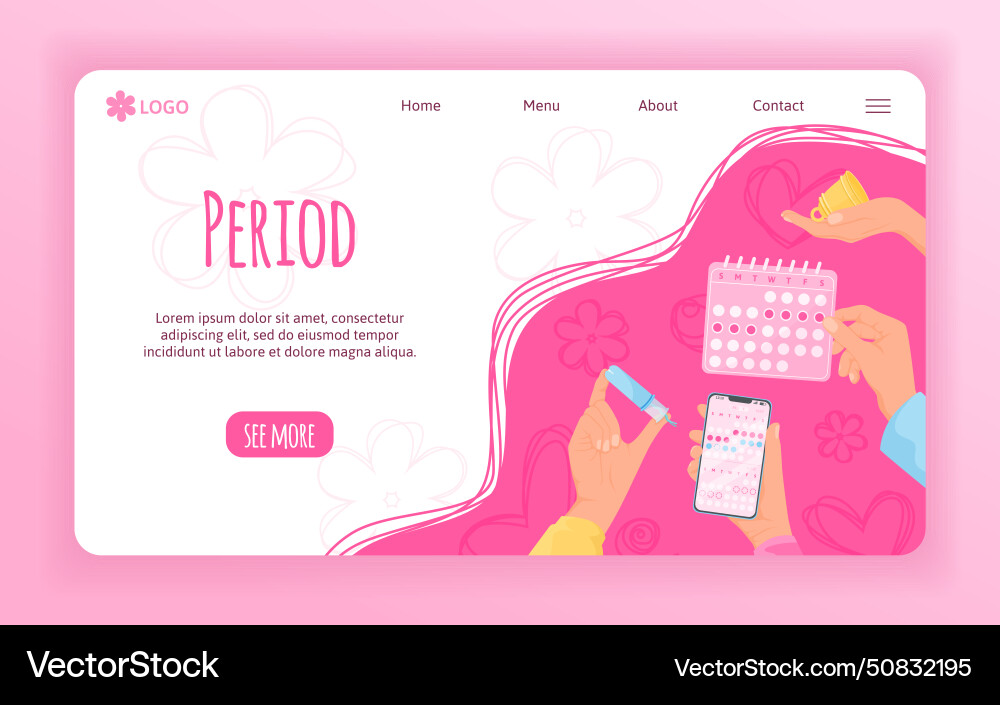 Menstruation period landing page Royalty Free Vector Image