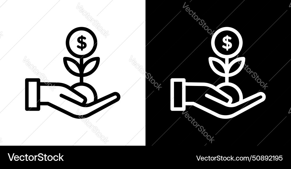Money tree icon set plant growth symbol Royalty Free Vector