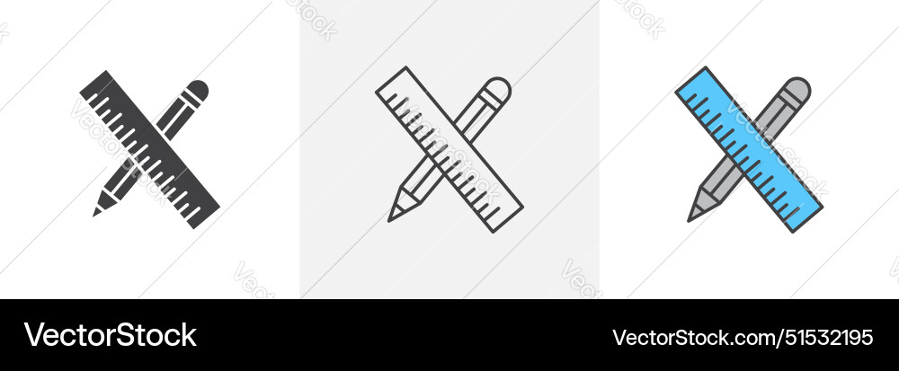 Pencil and ruler icon set school measure Vector Image
