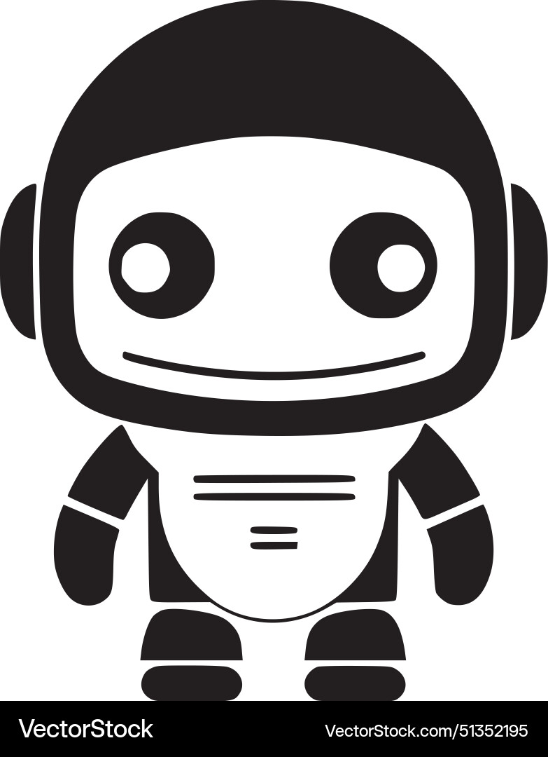 Robot - black and white Royalty Free Vector Image