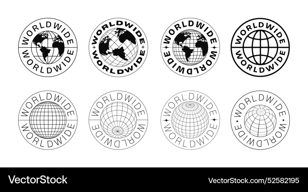 Worldwide sign world global icon y2k Royalty Free Vector