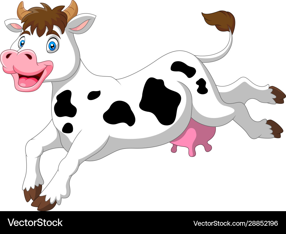 A cute cow is running Royalty Free Vector Image