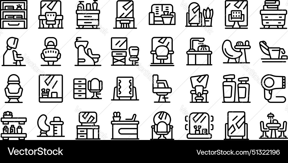 Beauty salon interior icon a collection Royalty Free Vector