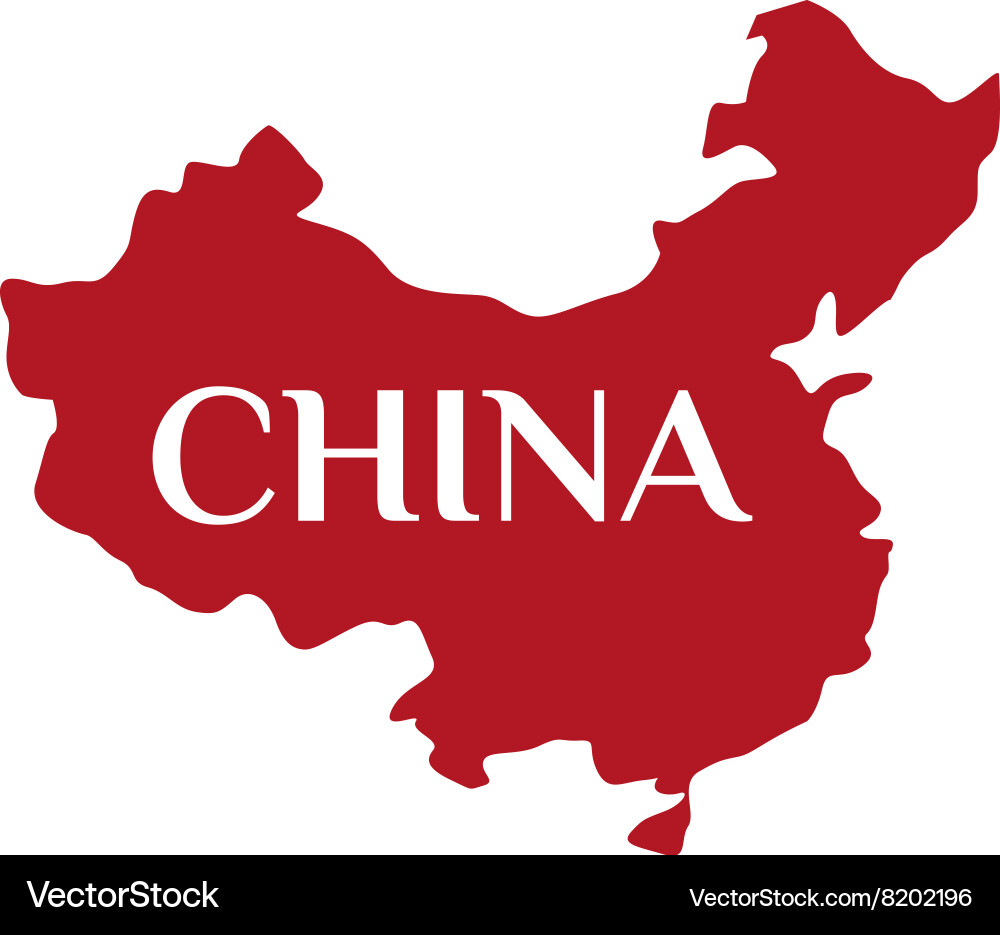 High detailed red china map Royalty Free Vector Image