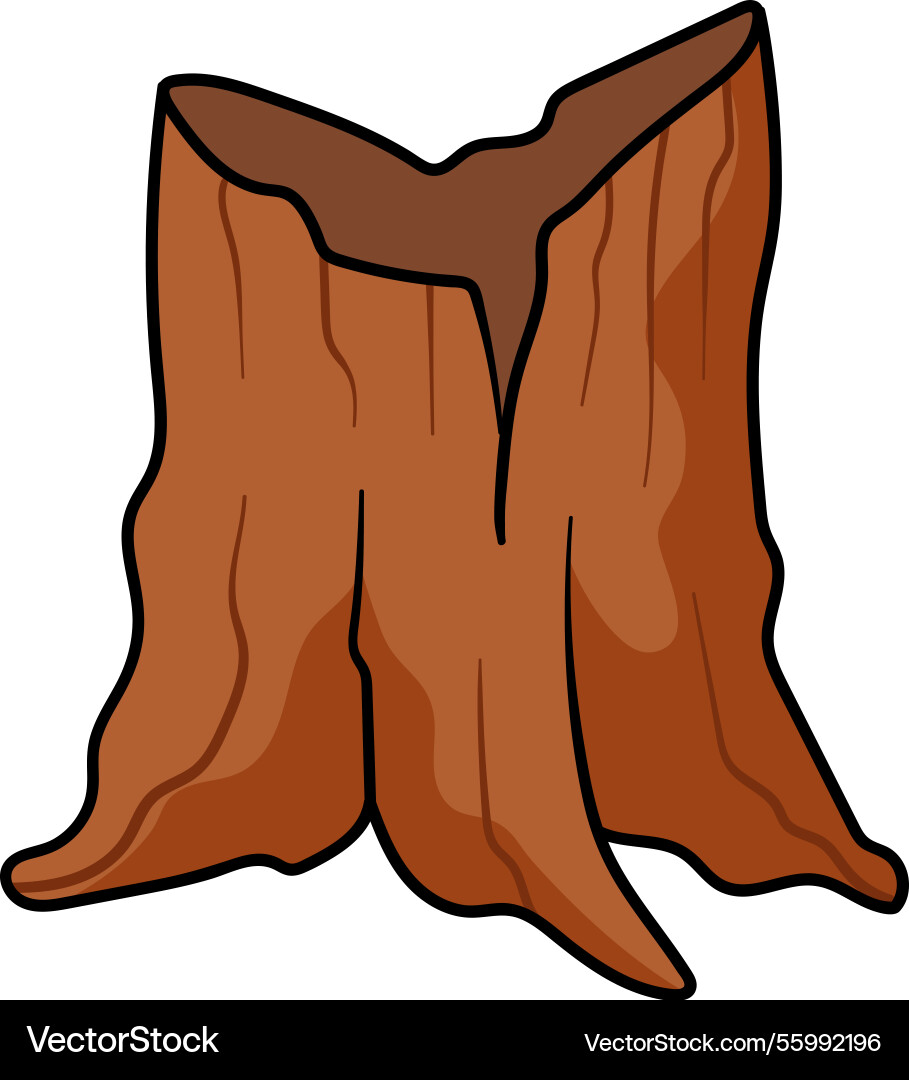 Hollow tree stump with jagged edges and a rough Vector Image