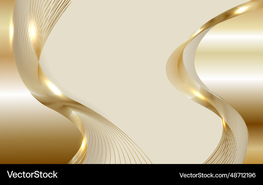 Luxury cream color background with golden line Vector Image