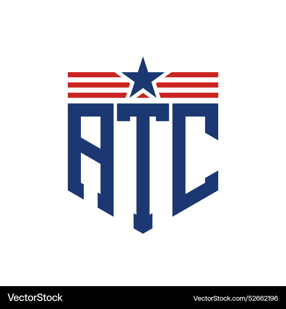 Patriotic atc logo with star and american flag Vector Image