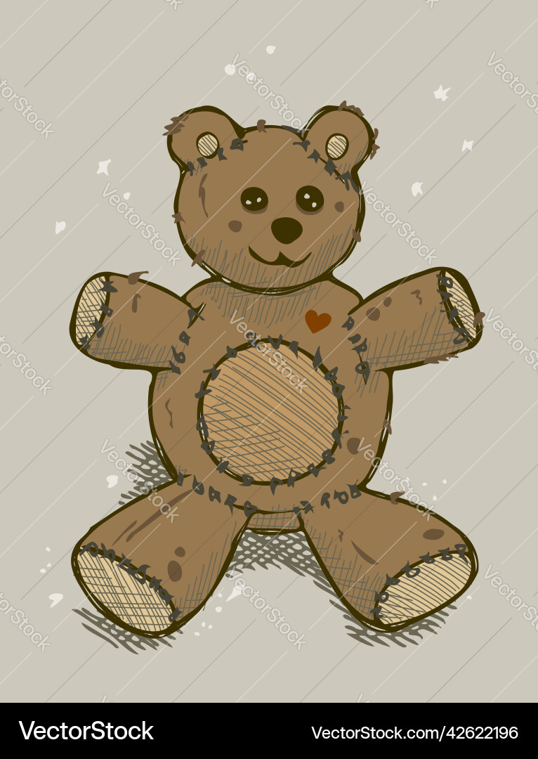 Teddy bear scribble Royalty Free Vector Image - VectorStock