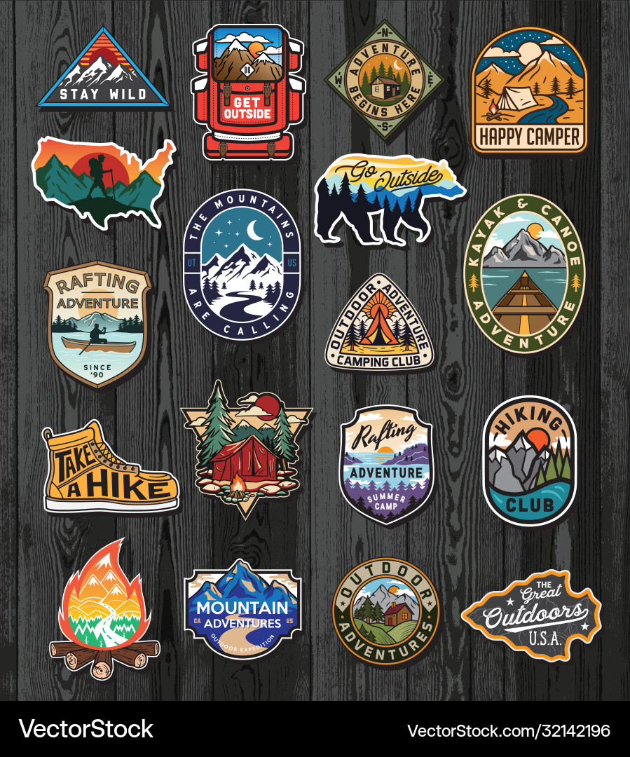 Vintage Outdoor Camp Patches Royalty Free Vector Image