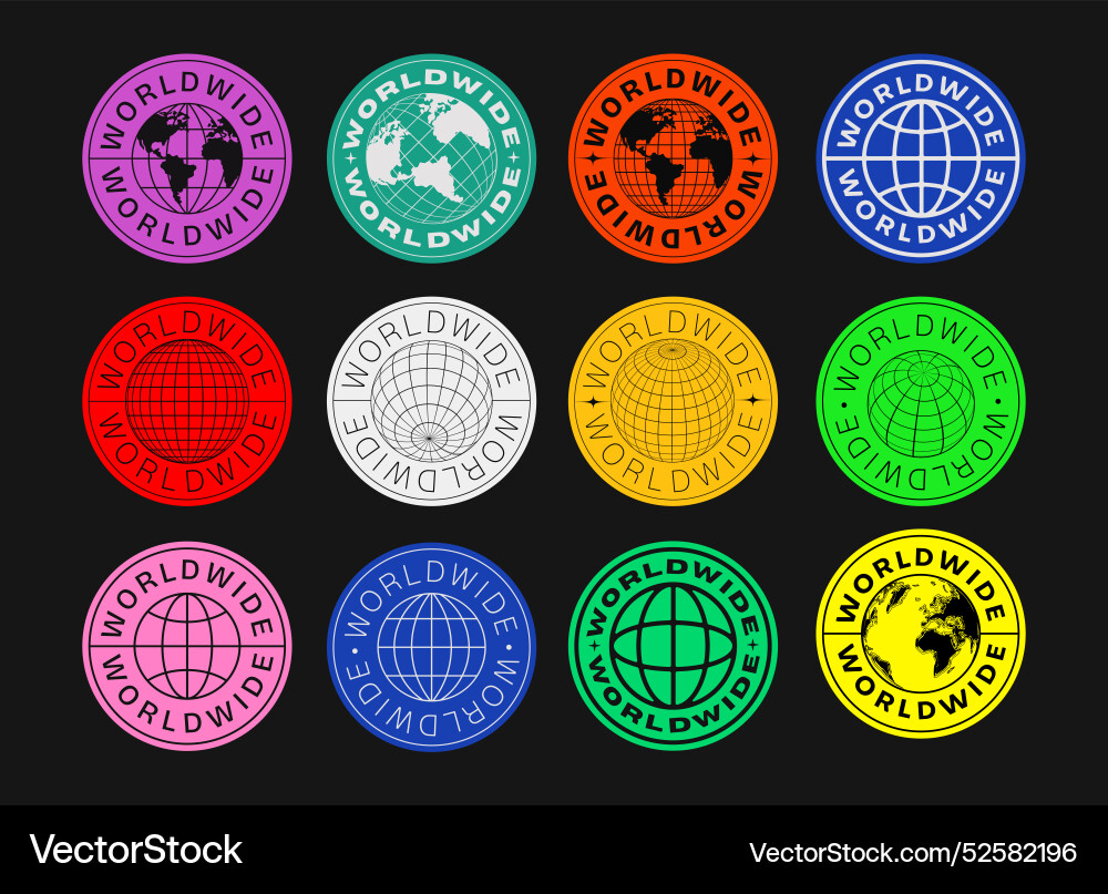 Worldwide sign world global icon y2k Royalty Free Vector