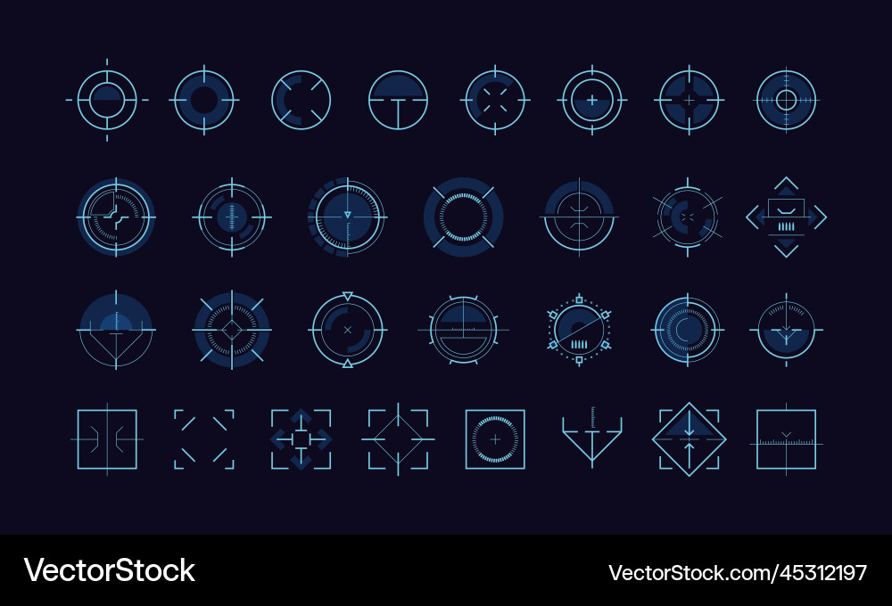 Aim pointer ui hud futuristic target radar frame Vector Image