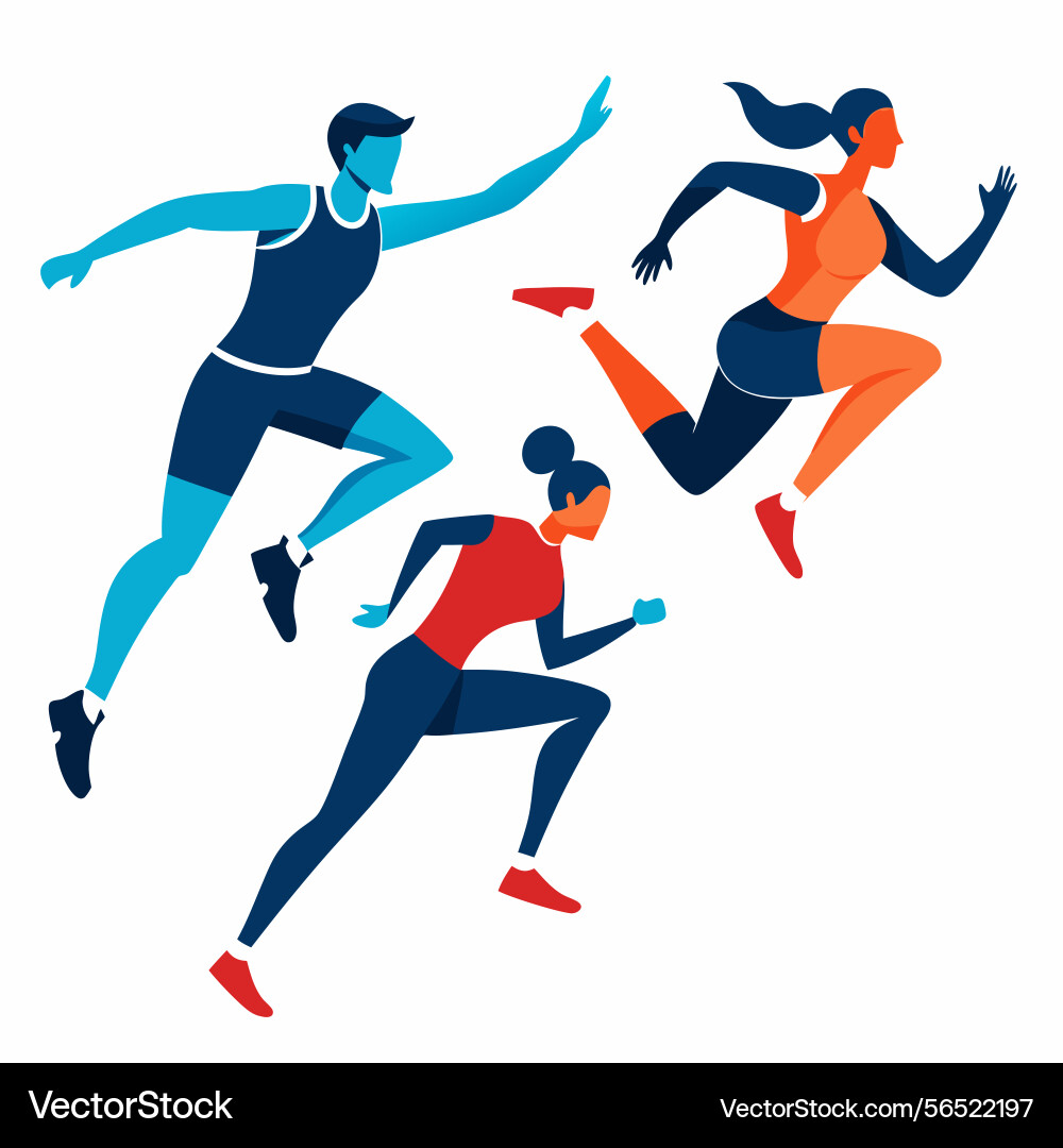 Diverse group of runners sprinting forward Vector Image