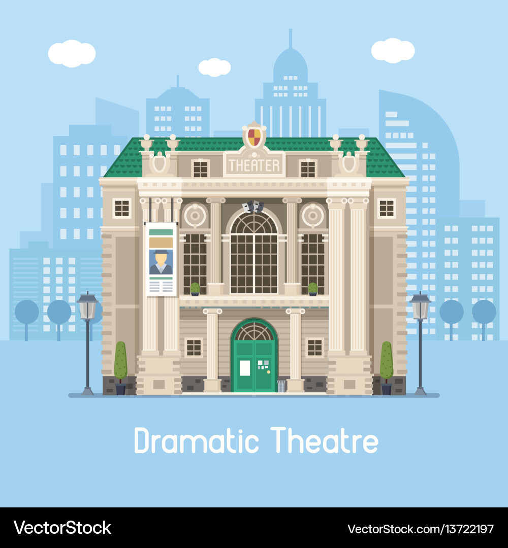 Dramatic theater building Royalty Free Vector Image