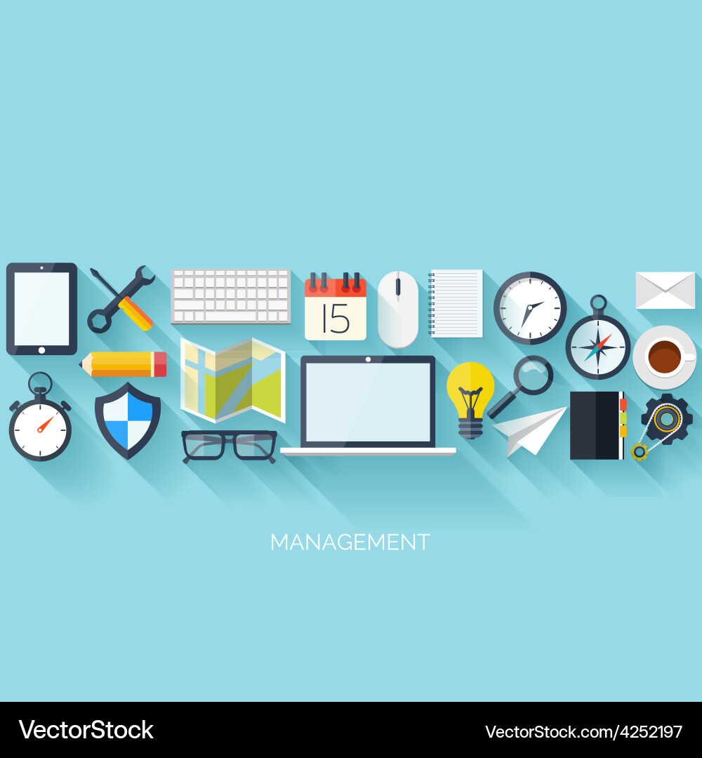 Flat management background business and marketing Vector Image