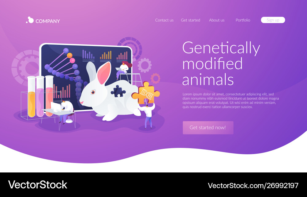 Genetically modified animals landing page concept Vector Image