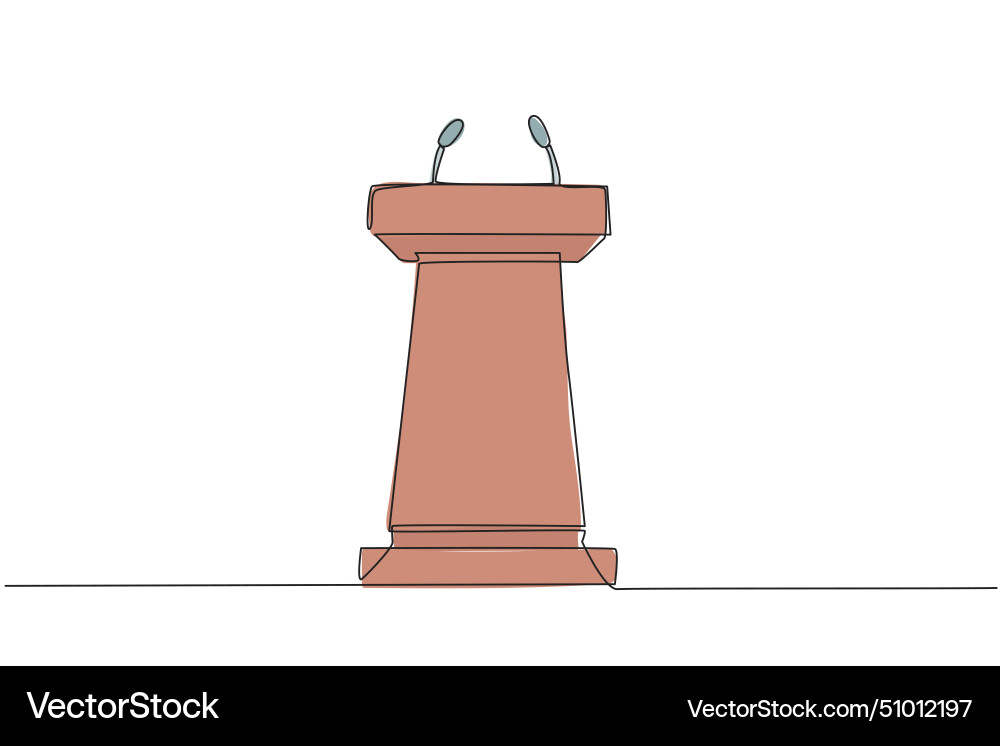 Single continuous line drawing podium with two Vector Image