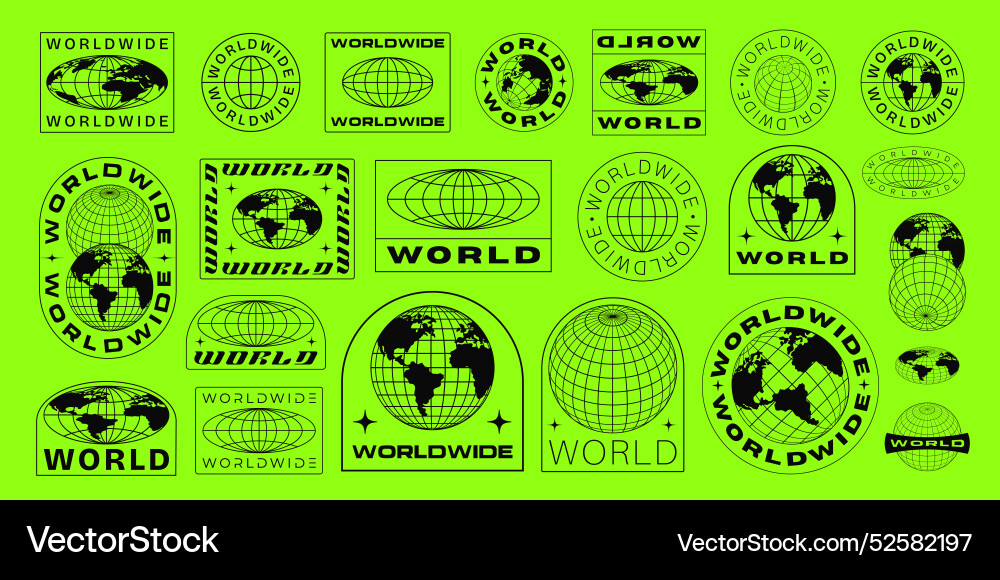 World sign worldwide icon badge planet Royalty Free Vector
