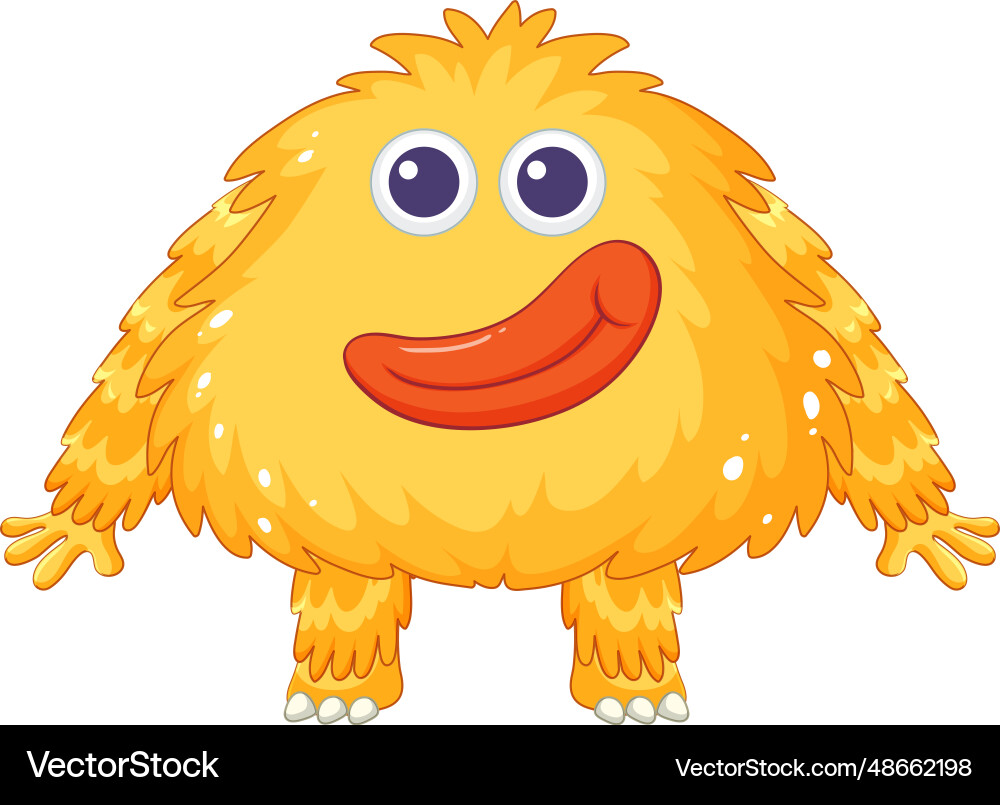 Adorable hairy yellow alien monsters cartoon Vector Image