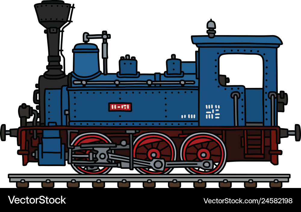 Classic blue small steam locomotive Royalty Free Vector